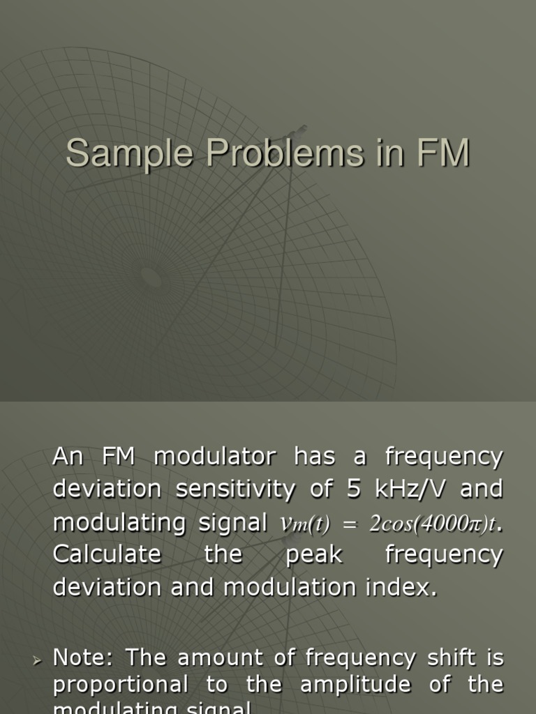 Sample Problems in FM | PDF | Frequency Modulation | Modulation