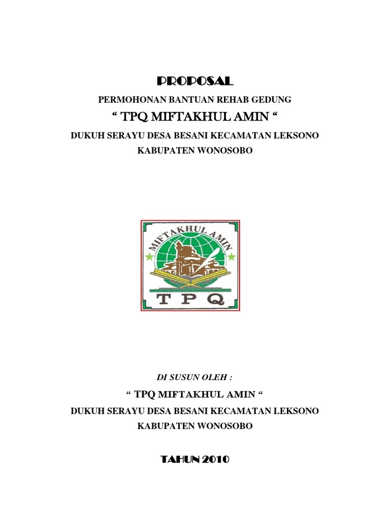 Proposal Rehab Gedung TPQ Miftakhul Amin | PDF | Agama & Spiritualitas