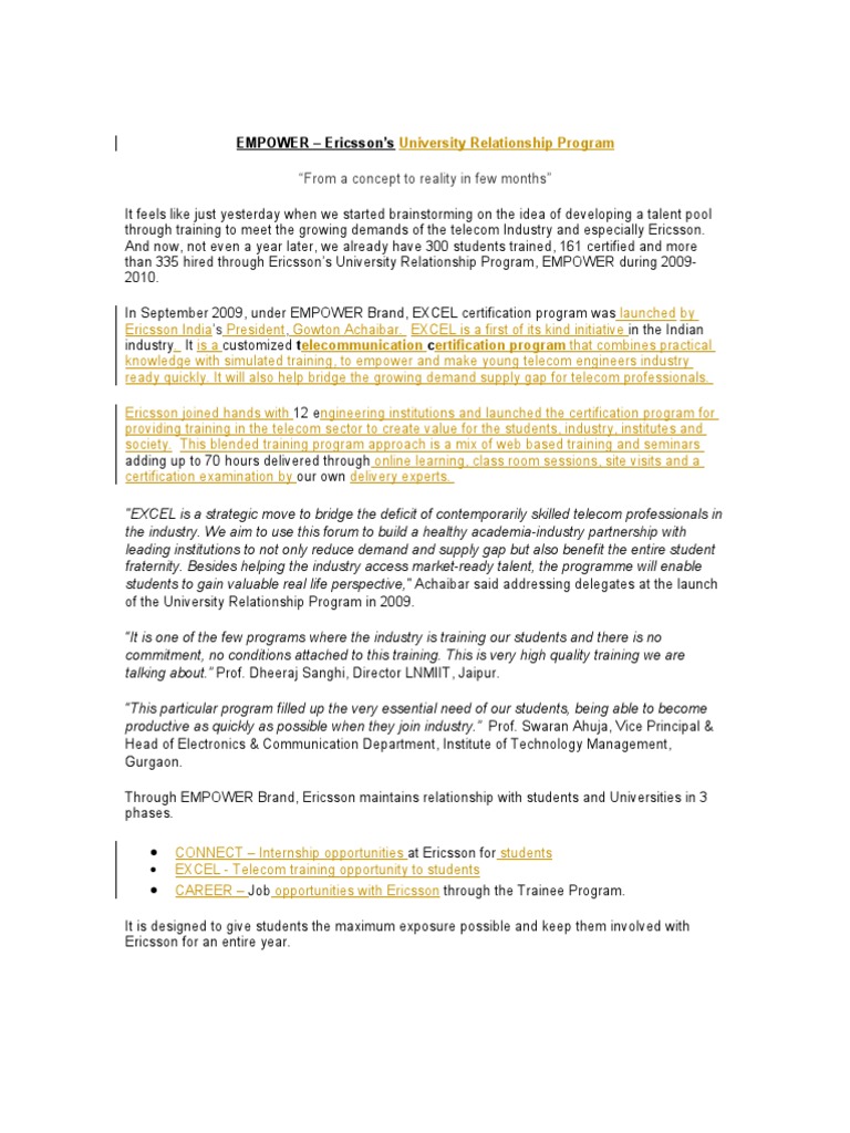 EMPOWER Write Up | PDF | Ericsson | Empowerment