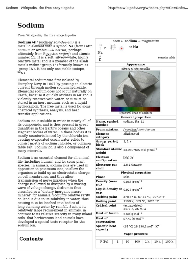 Sodium | PDF | Sodium | Potassium