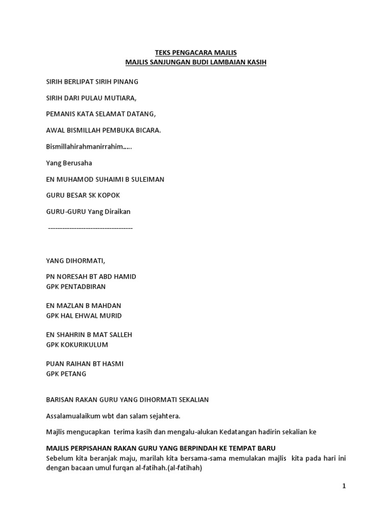 MC Majlis Perpisahan | PDF