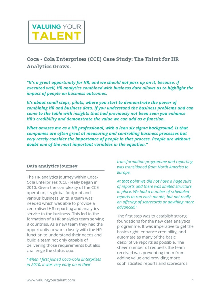 Case Study Coca Cola | PDF | Analytics | Business Process