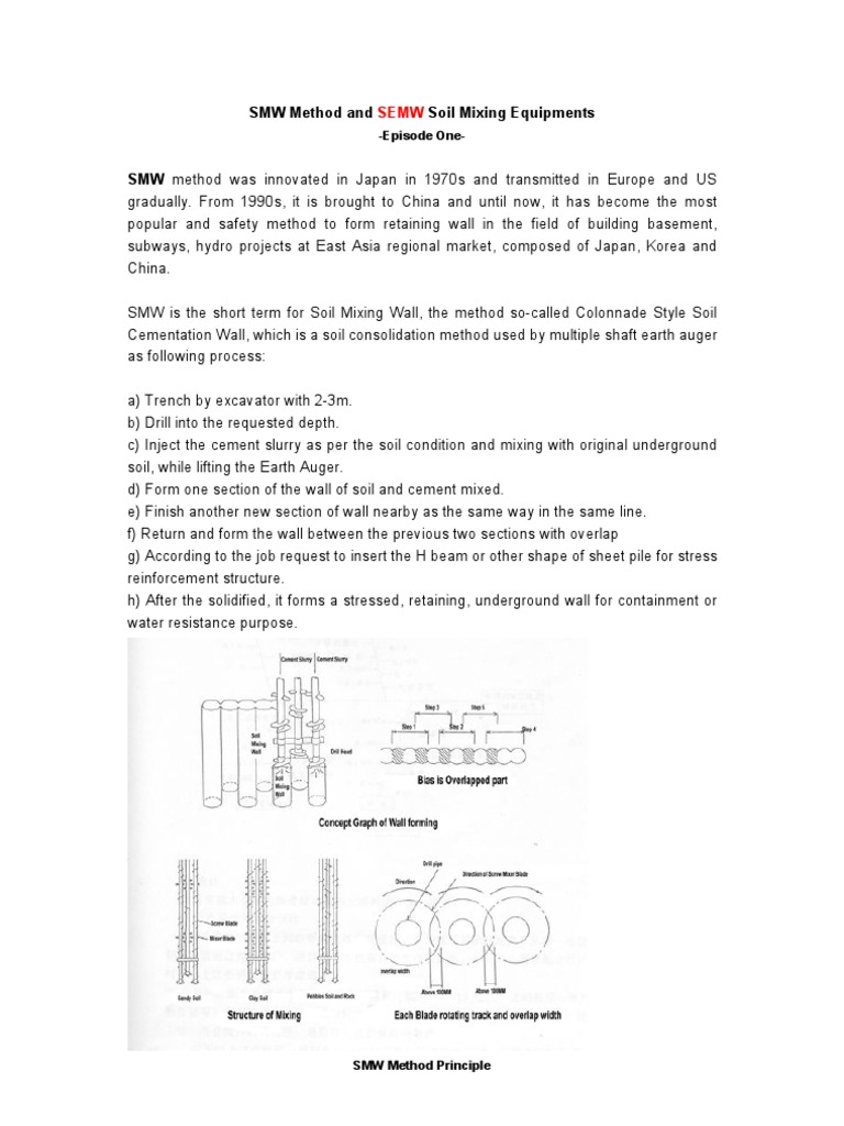 ERKE Group, SMW Method and SEMW Soil Mixing Equipments | PDF | Deep ...