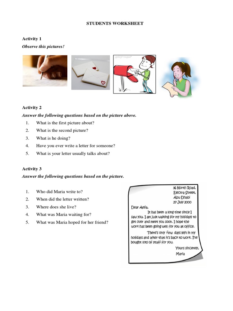 Student Letter Writing Activities | PDF | Foreign Language Studies ...