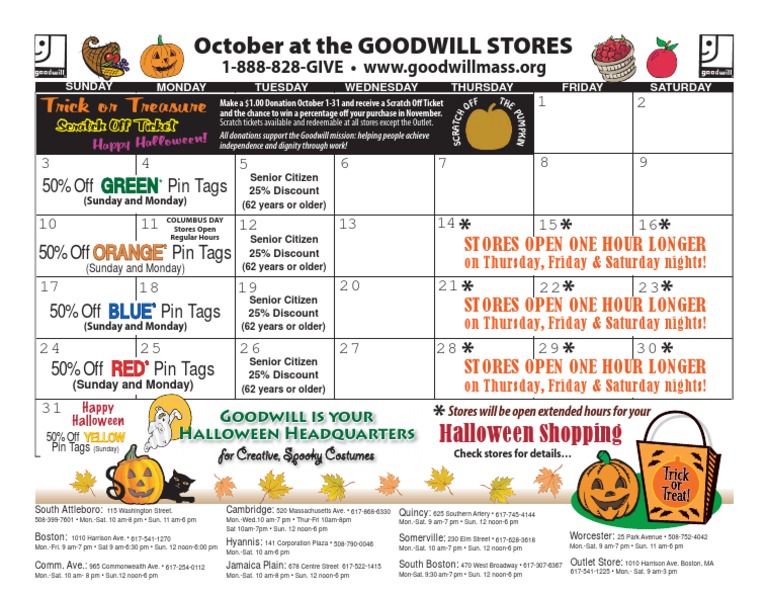 Goodwill October 2023 Sale Calendar | PDF