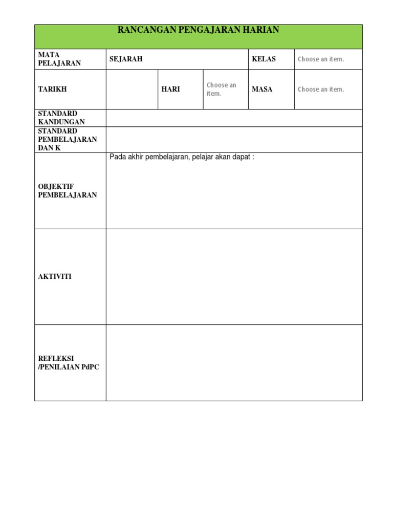 RPH Tingkatan 3 KSSM | PDF