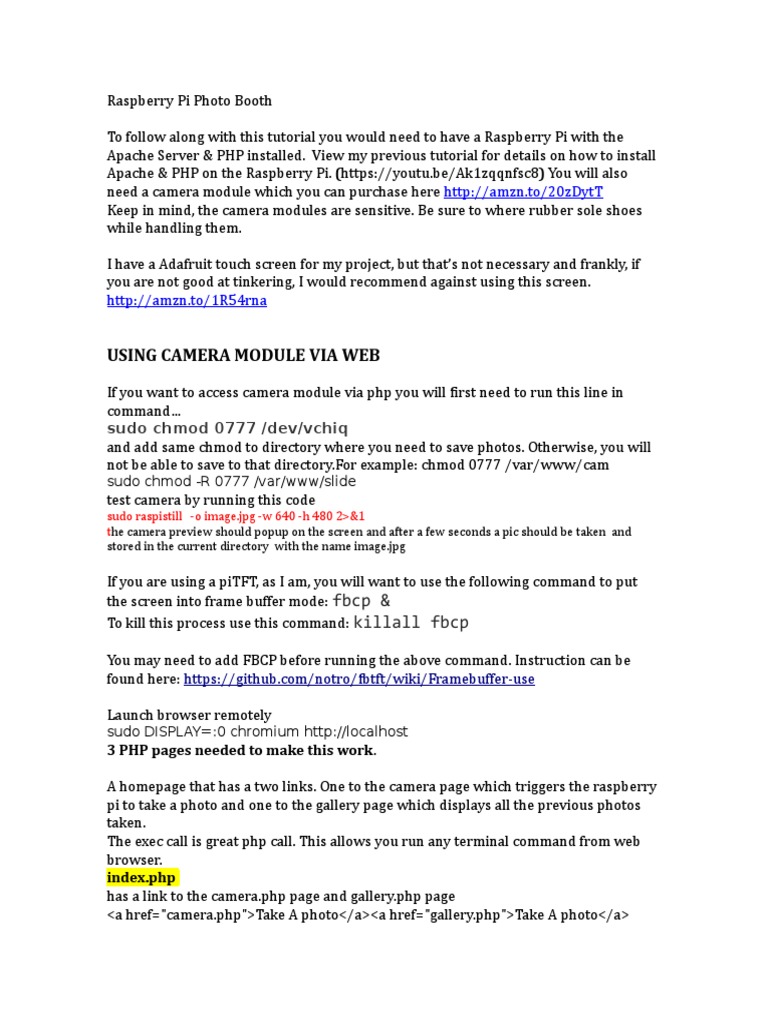 Pi Photo Booth | PDF | Php | Apache Http Server