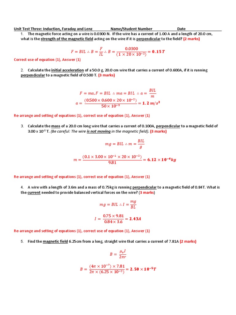 Combined Answers | PDF | Magnetic Field | Electromagnetic Induction