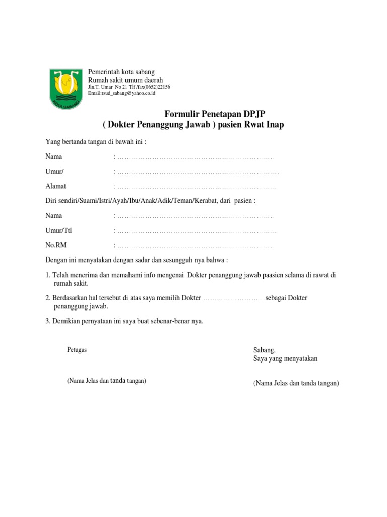Formulir Penetapan DPJP | PDF