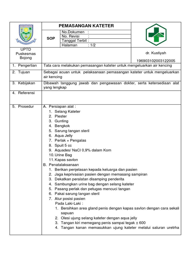 Sop - Pemasangan Kateter | PDF