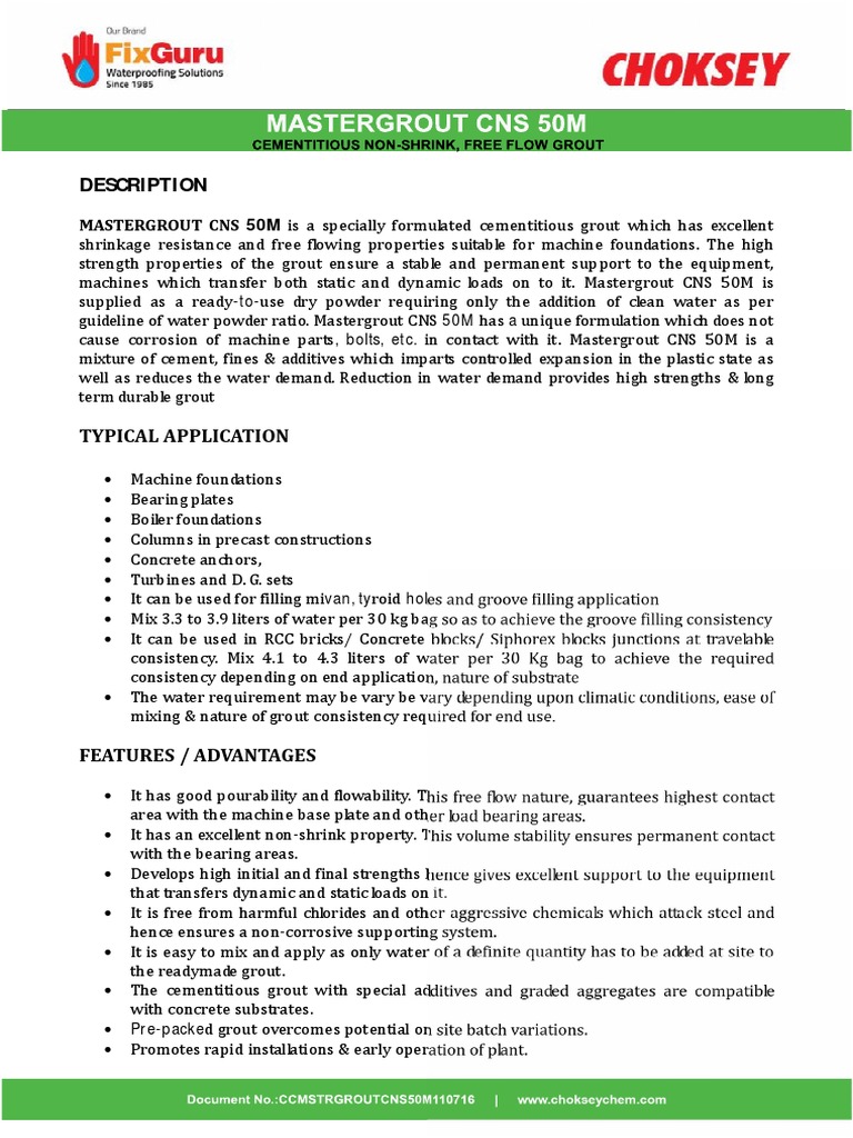 Grouting Materials - Shortcut - LNK | Download Free PDF | Concrete ...