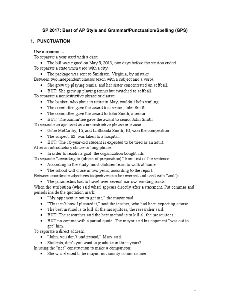 SP 17 AP Style Guide | PDF | Grammatical Number | Pronoun