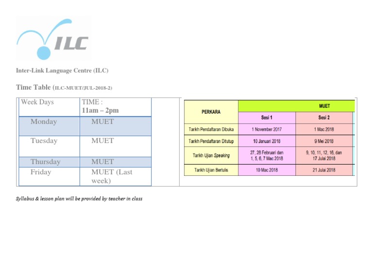 MUET Time Table | PDF