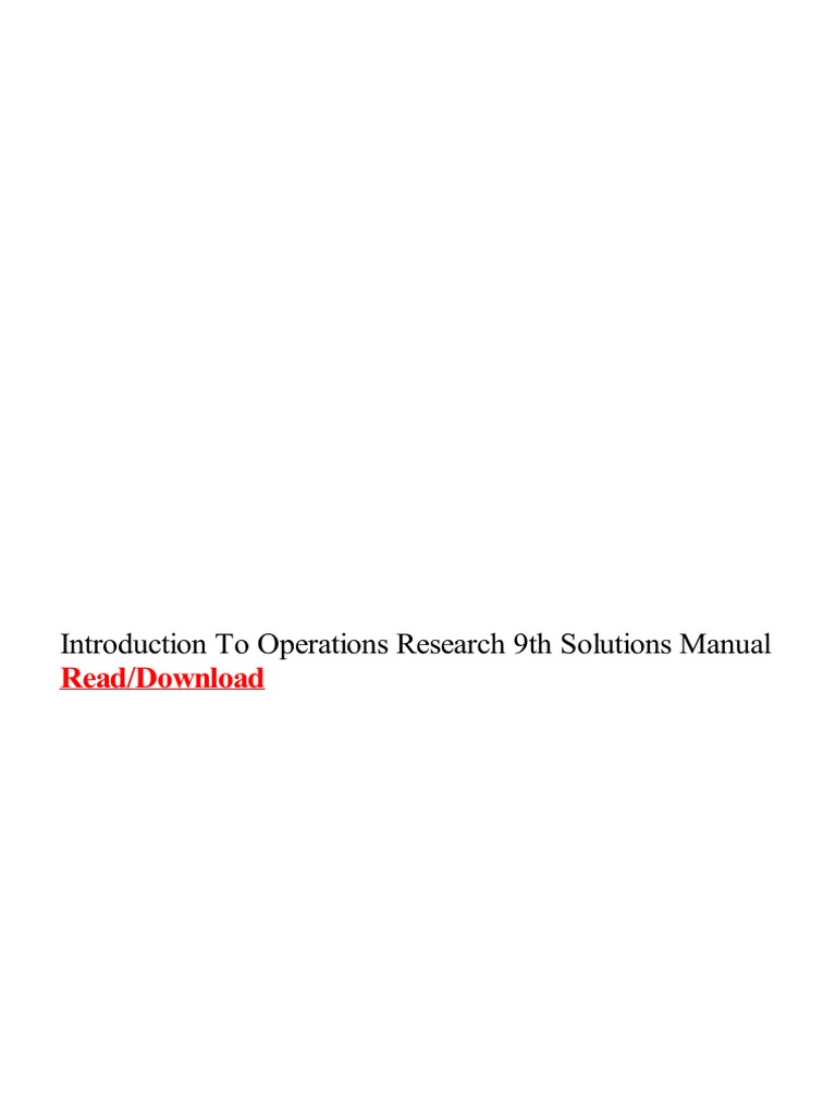 Introduction To Operations Research 9th PDF | PDF | Operations Research ...
