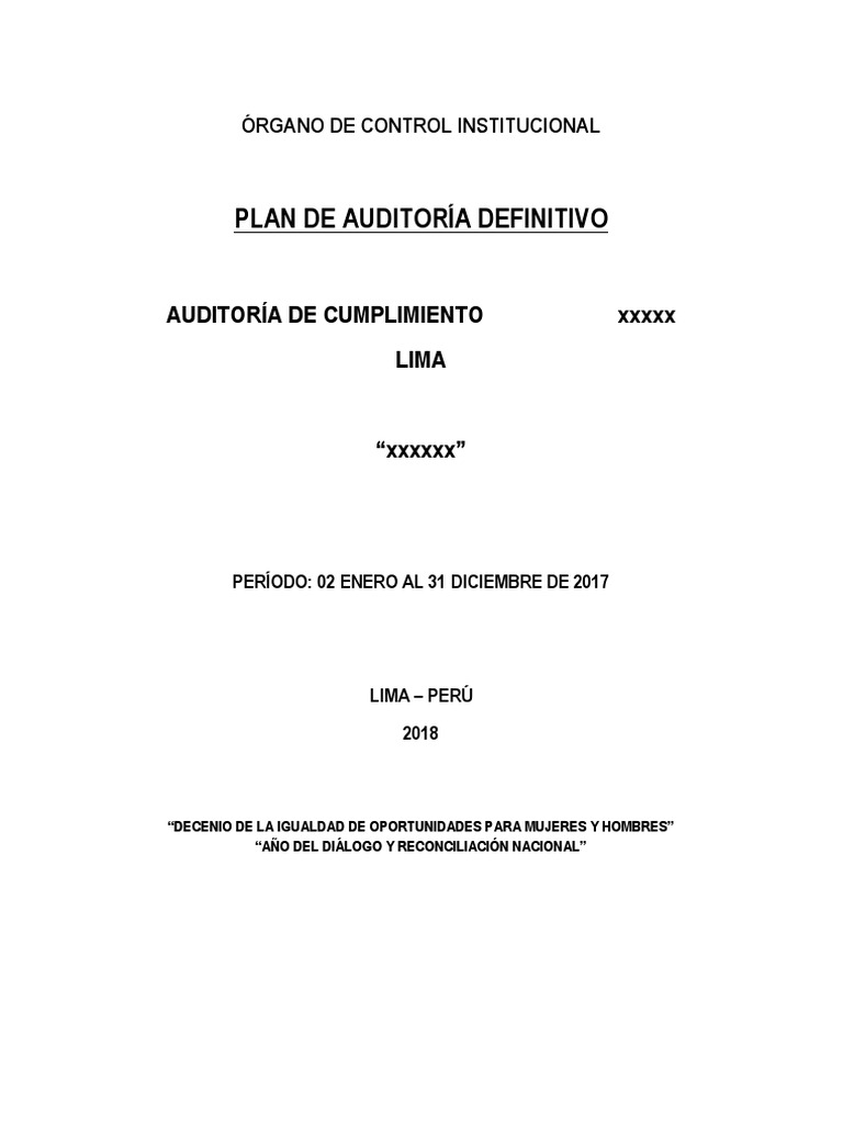 Plan y Programa de Auditoria | PDF
