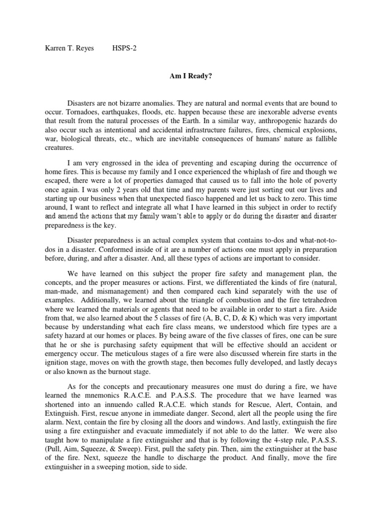 Disaster Reflection | PDF | Fires | Emergency Evacuation