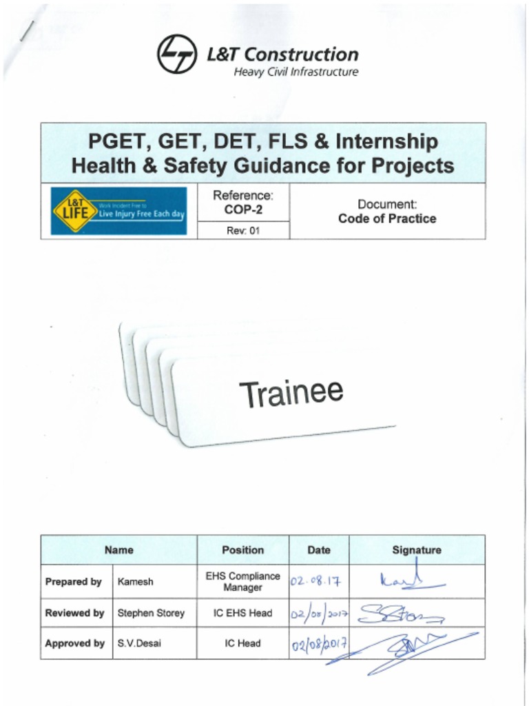 EHS Code of Practice - Trainee's Safety | PDF | Personal Protective ...