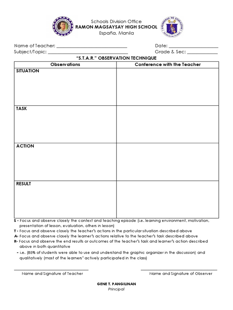 Star Observation Forms | PDF | Behaviorism | Teachers