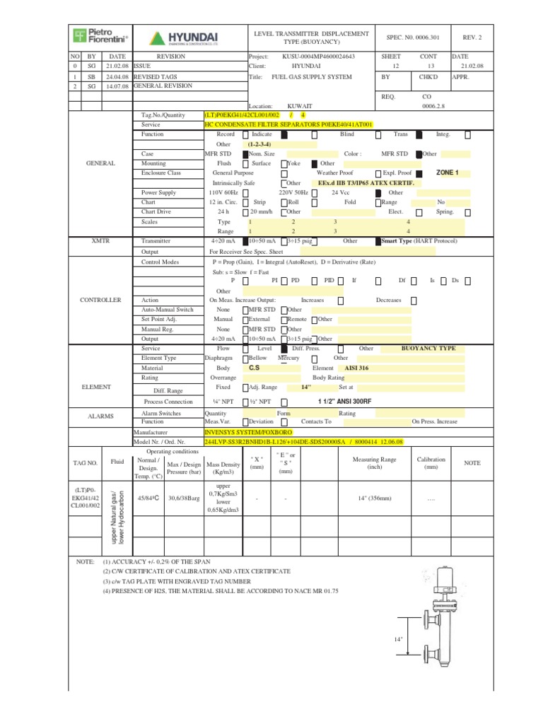 LT Instrument Data Sheet PDF | PDF | Calibration | Gases