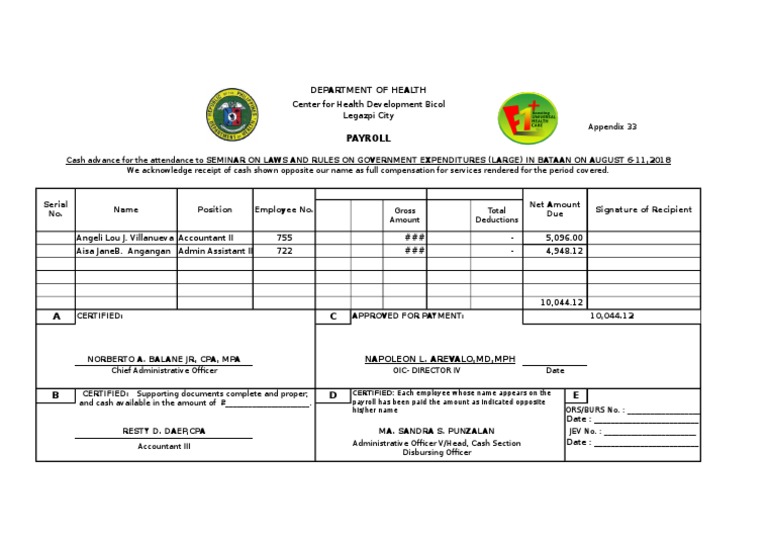 Appendix 33 - Payroll | PDF | Payroll | Services (Economics)