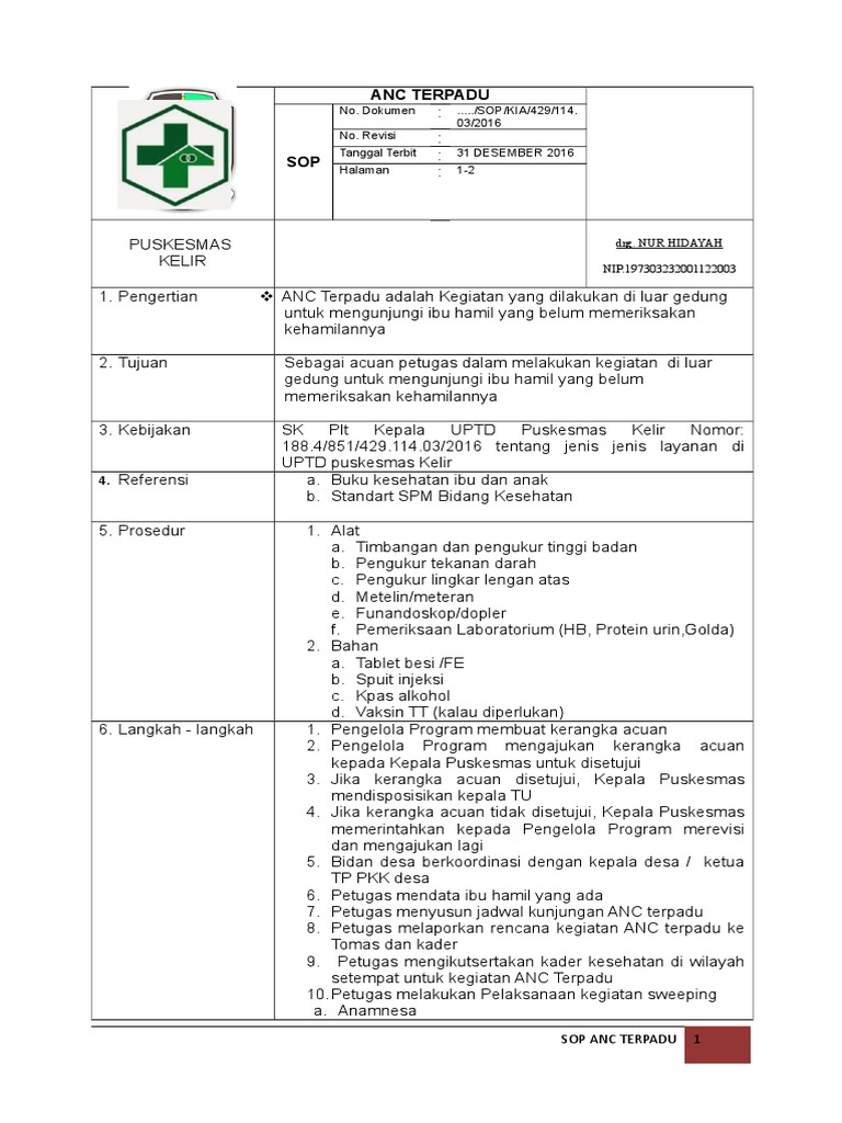Sop Anc Terpadu | PDF