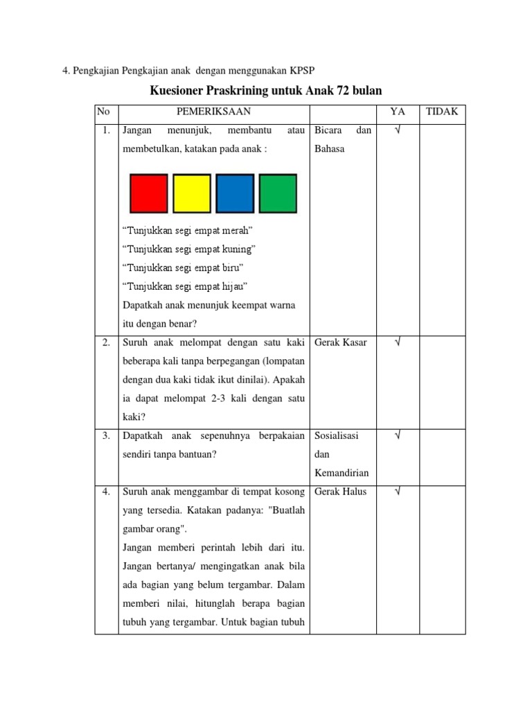 Kuesioner KPSP | PDF