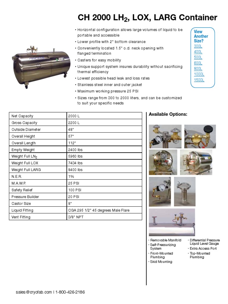 Cryofab CH Series Specs 2000 | PDF | Mechanical Engineering | Nature