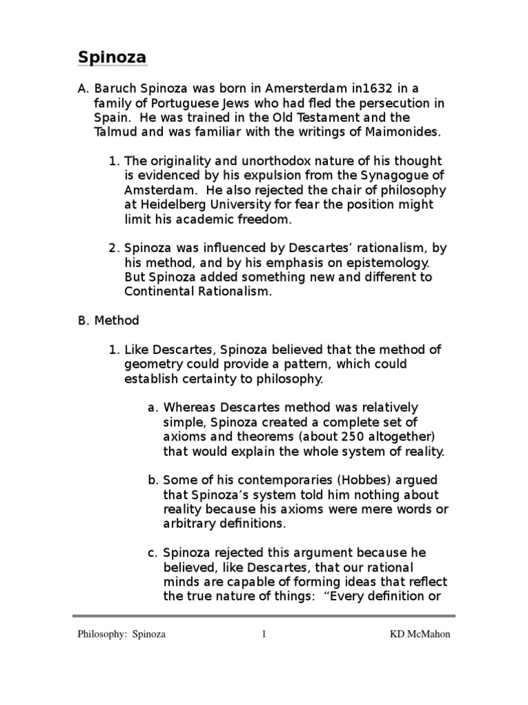 Spinoza's Philosophy of Substance and Attributes | PDF | Baruch Spinoza ...