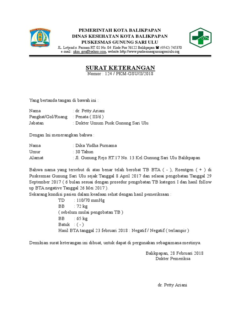 Surat Keterangan Tb 2018 Pdf
