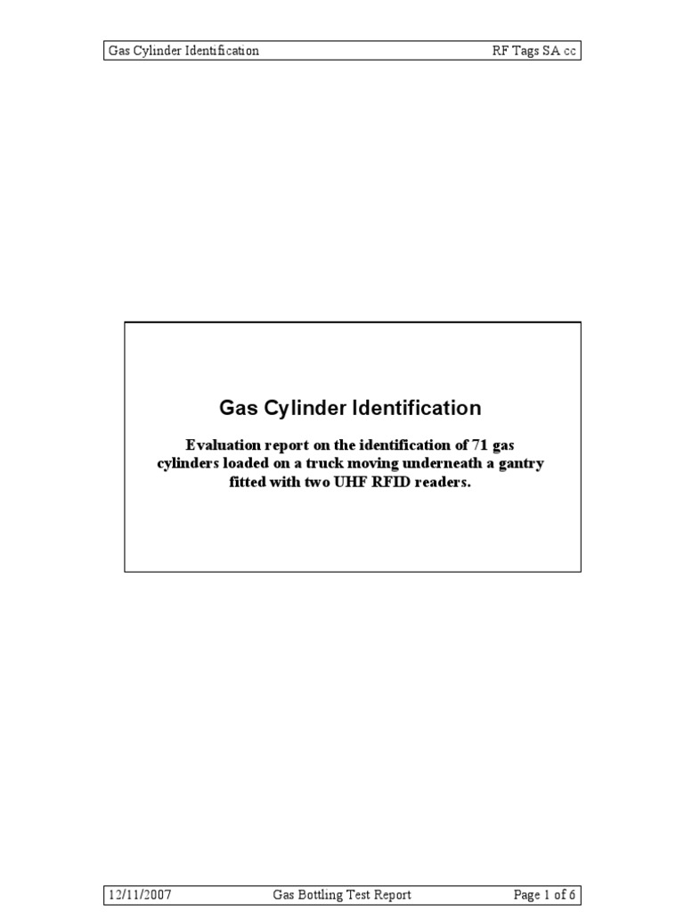 Gas Cylinder Identification RF Tags SA CC | PDF | Radio Frequency ...