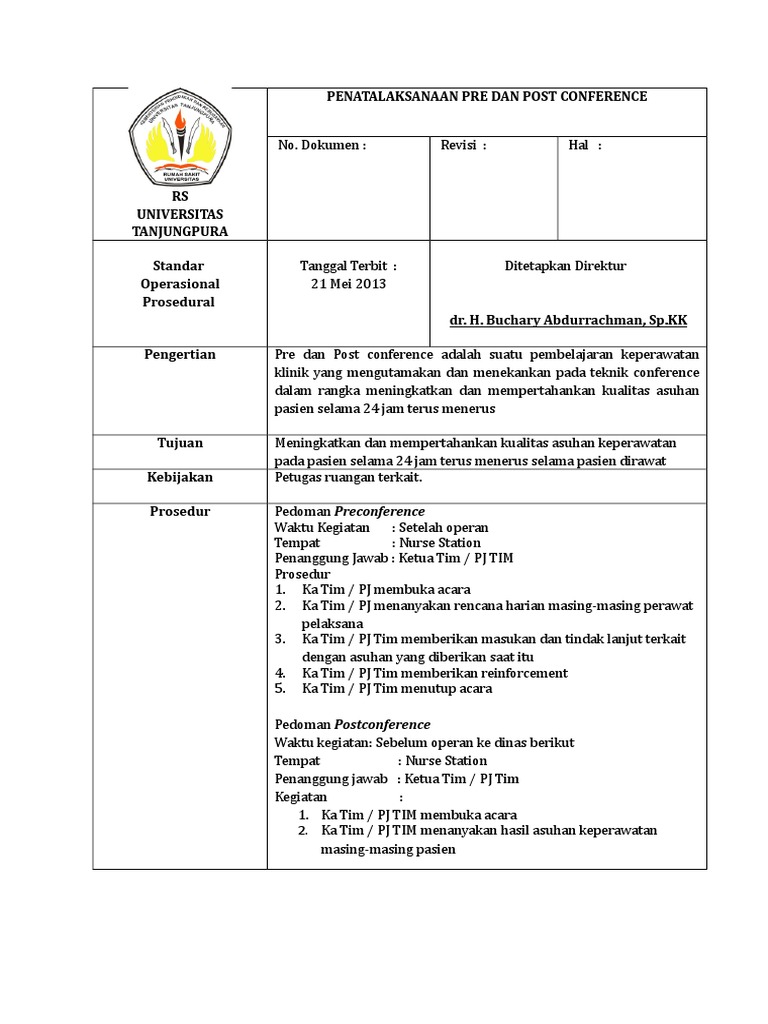 Sop Pre Dan Post Conference Perina | PDF