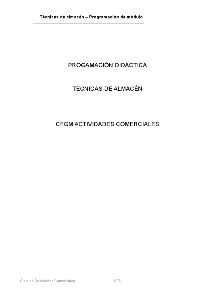 Programación de Tecnicas de Almacén | PDF | Almacén | Logística