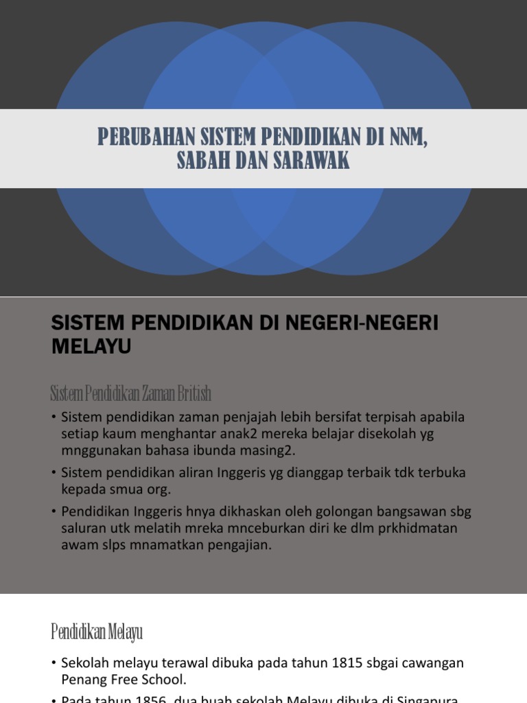 Perubahan Sistem Pendidikan Di NNM, Sabah Dan | PDF