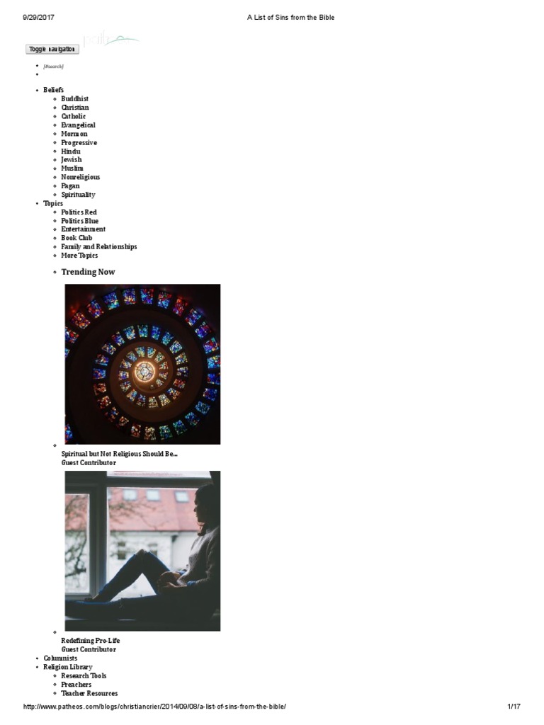 A List of Sins From The Bible | PDF | Sin | Ten Commandments