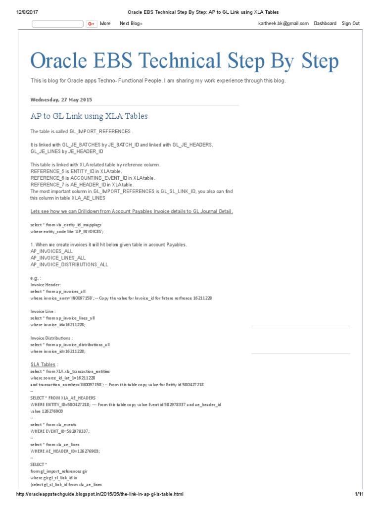 Oracle Ebs Technical Step By Step Ap To Gl Link Using Xla Tables 1890