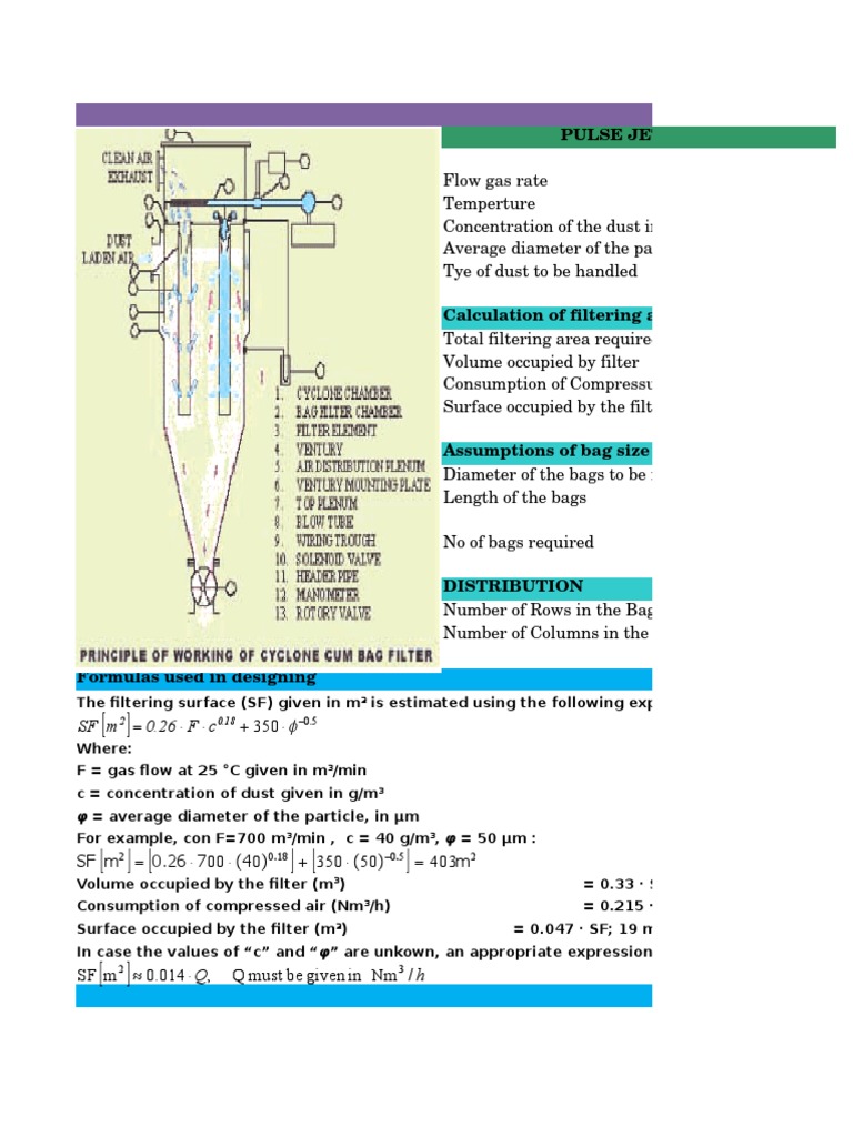 Bag Filter Calculation | PDF | Gases | Materials