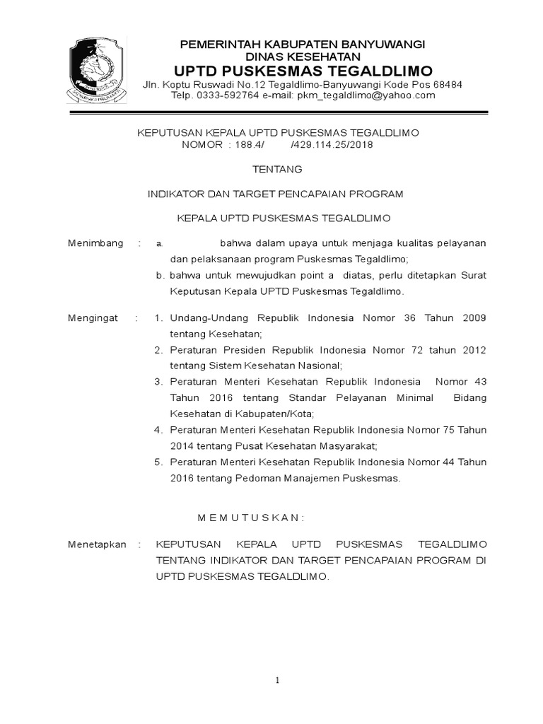 SK Indikator Dan Target Pencapaian Program | PDF