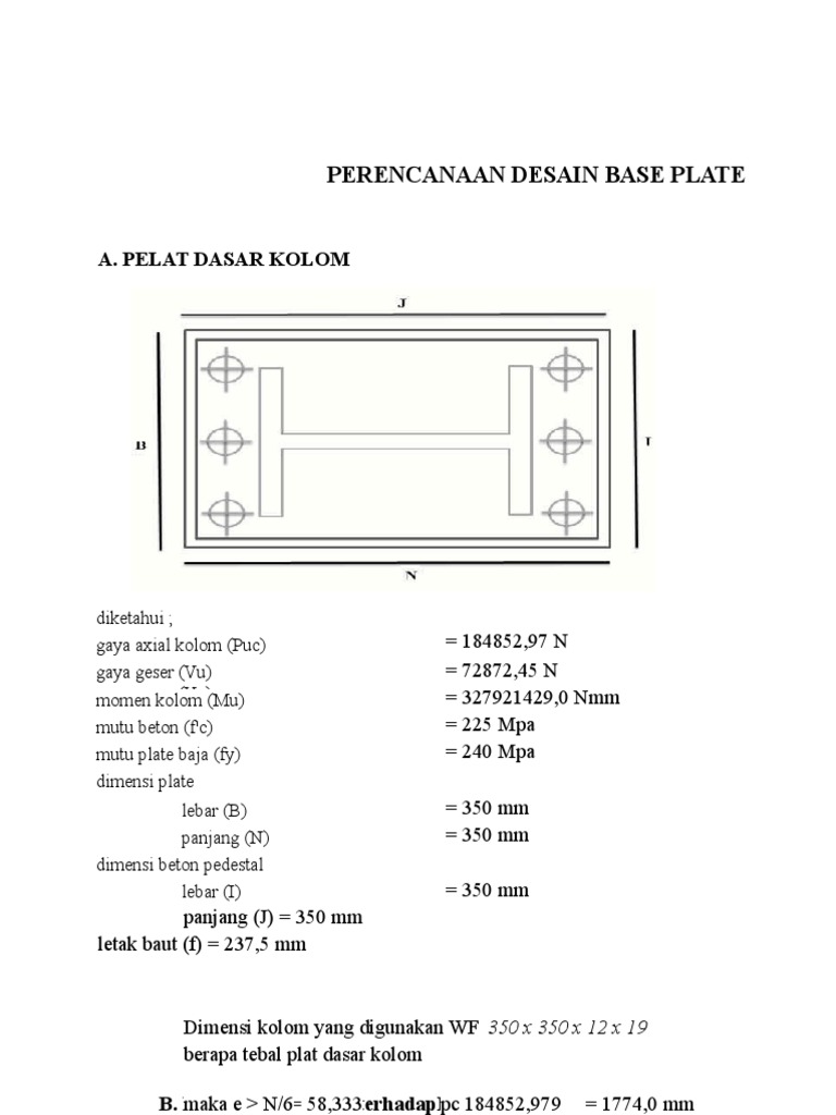 Desain dan Ukuran Base Plate Kolom | PDF