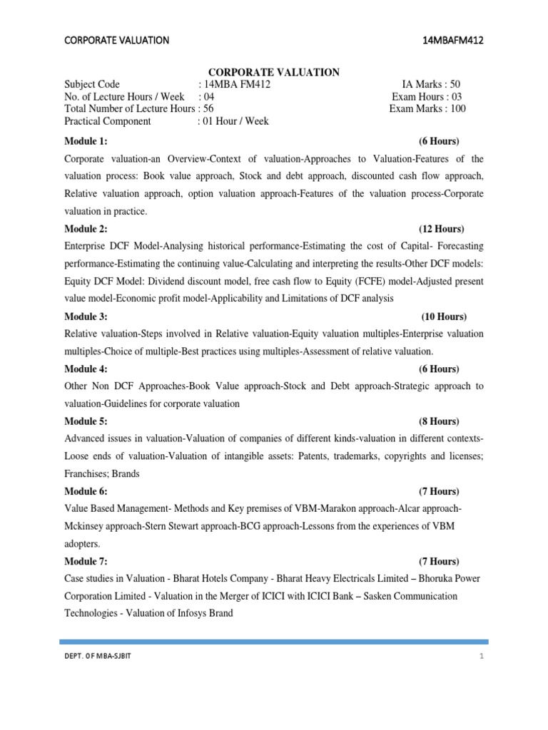 Corporate Valuation Notes | PDF | Business Valuation | Valuation (Finance)