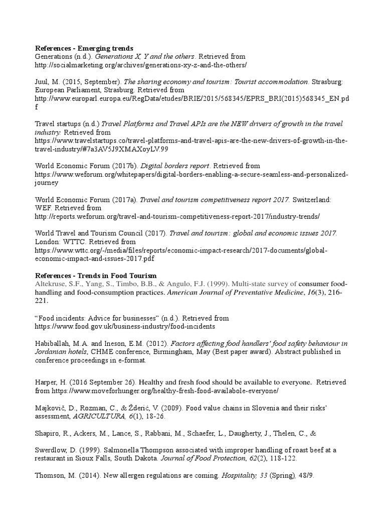 Day 1 References | Tourism | Economies