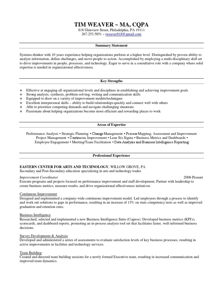 Tim Weaver Resume 9-27 | PDF | Employee Retention | Human Resources