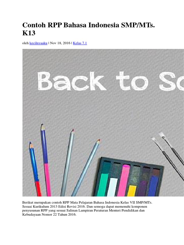 Contoh RPP Bahasa Indonesia SMP | PDF