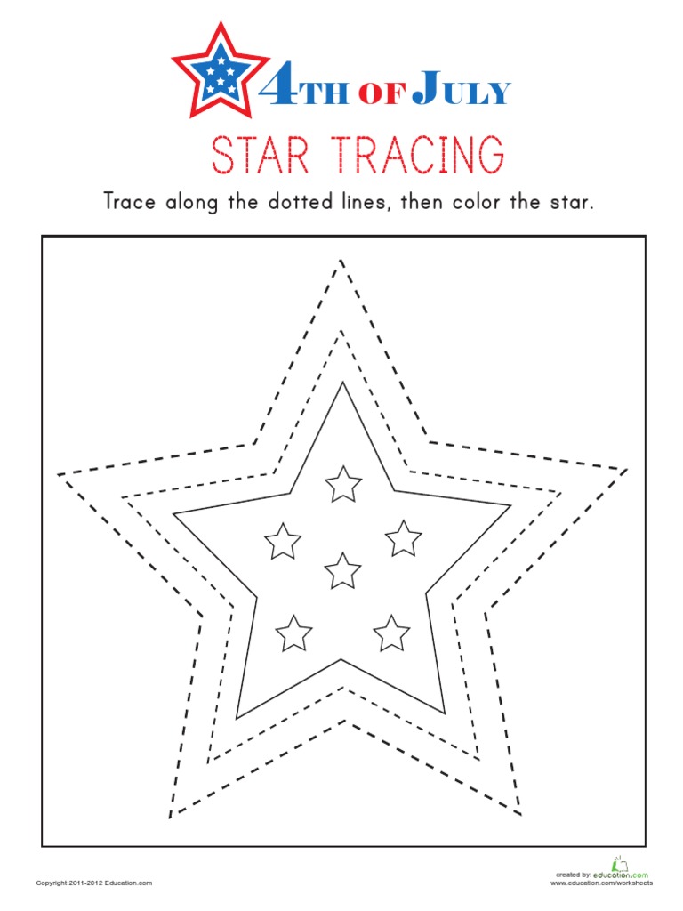 Star Tracing: Trace Along The Dotted Lines, Then Color The Star | PDF