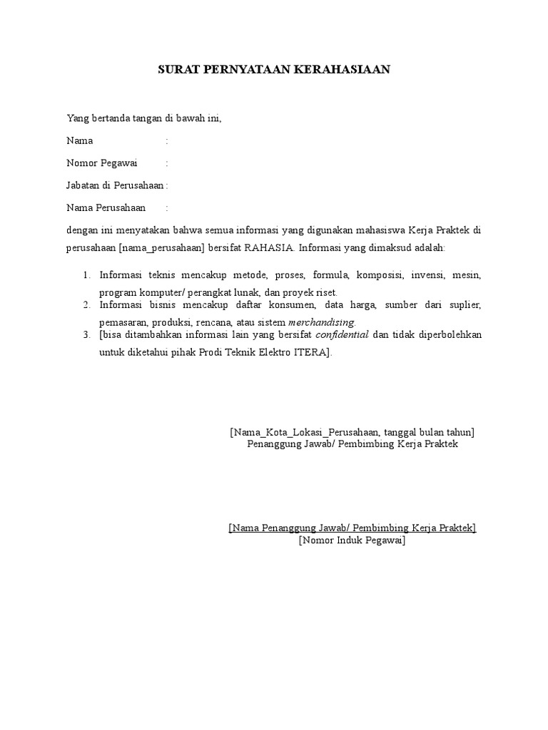 08 Surat Pernyataan Rahasia | PDF