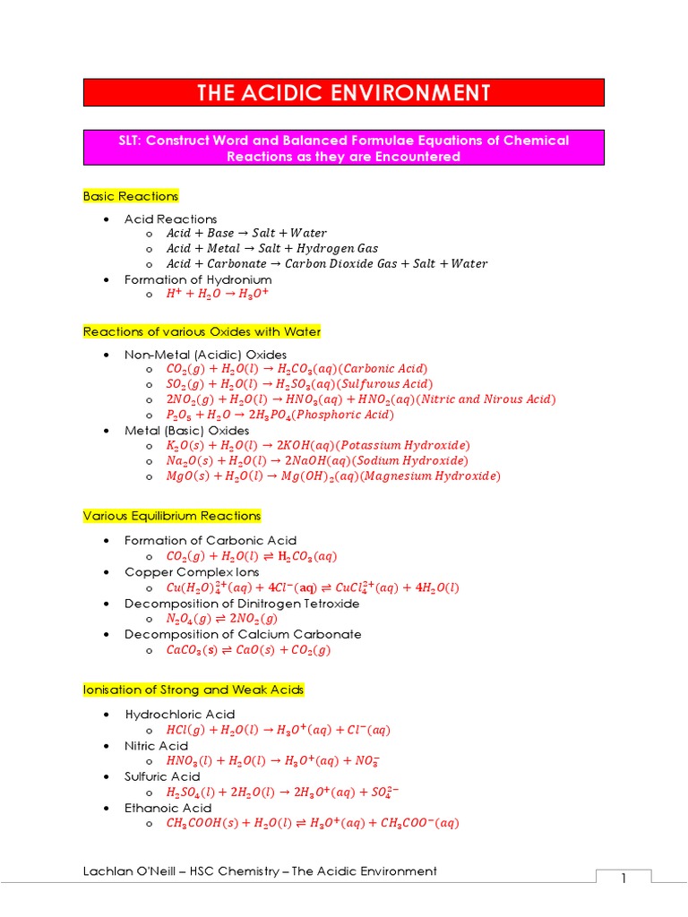 The Acidic Environment | PDF | Acid | Oxide