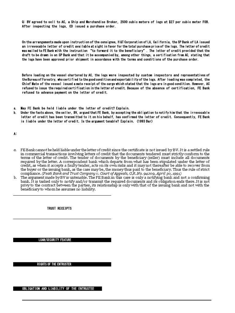 TCC Commission Number 2 | PDF | Letter Of Credit | Business Law