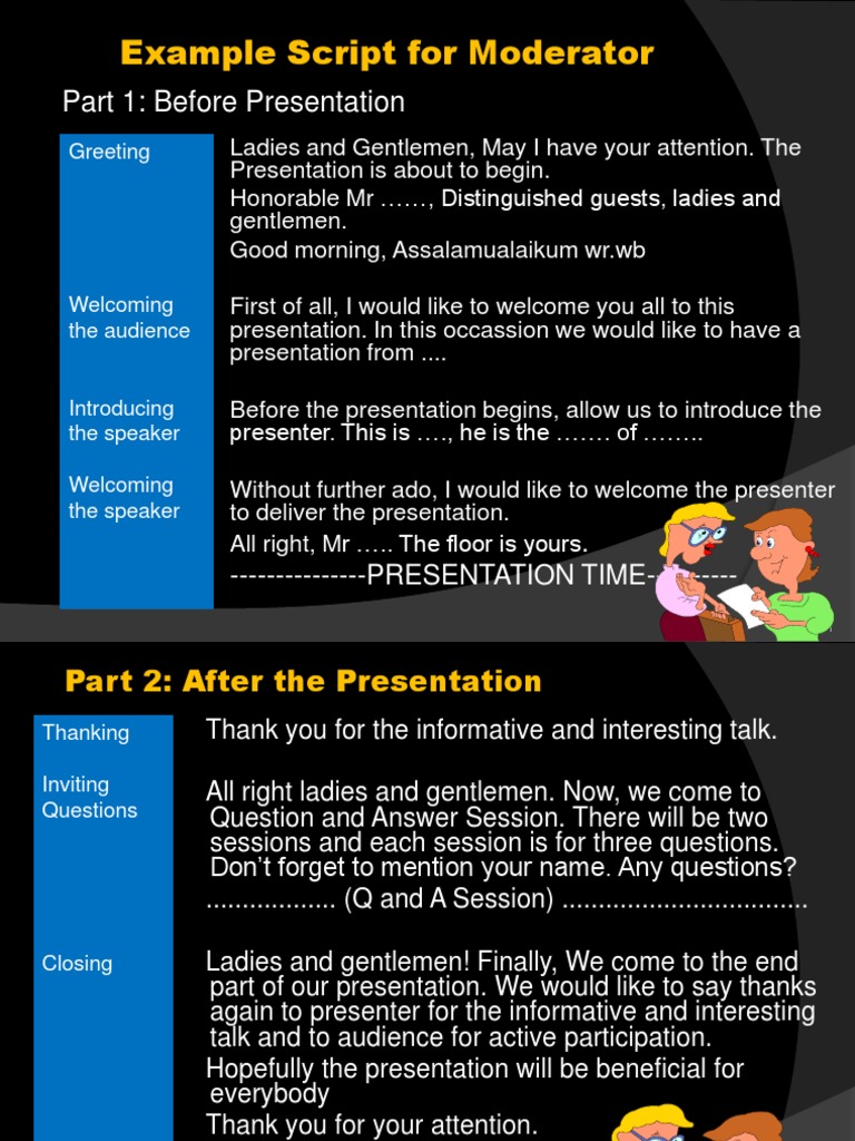 Example Script For Moderator: Part 1: Before Presentation | PDF