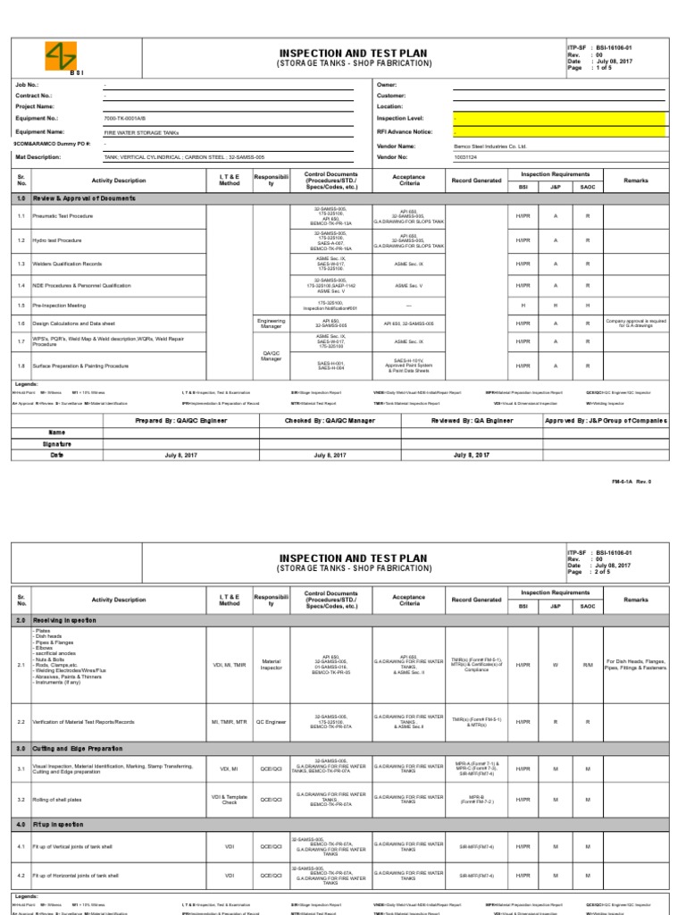 Water Tank Itp | PDF | Pipe (Fluid Conveyance) | Industrial Processes