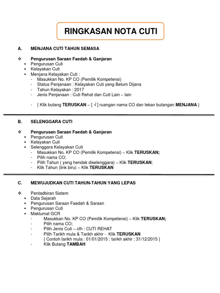 Note Cuti | PDF