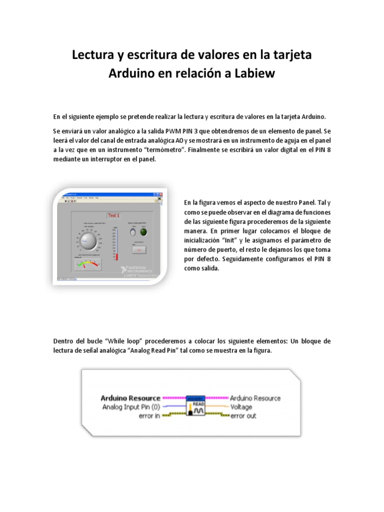 Lectura y Escritura de Valores en La Tarjeta Arduino en Relación A ...